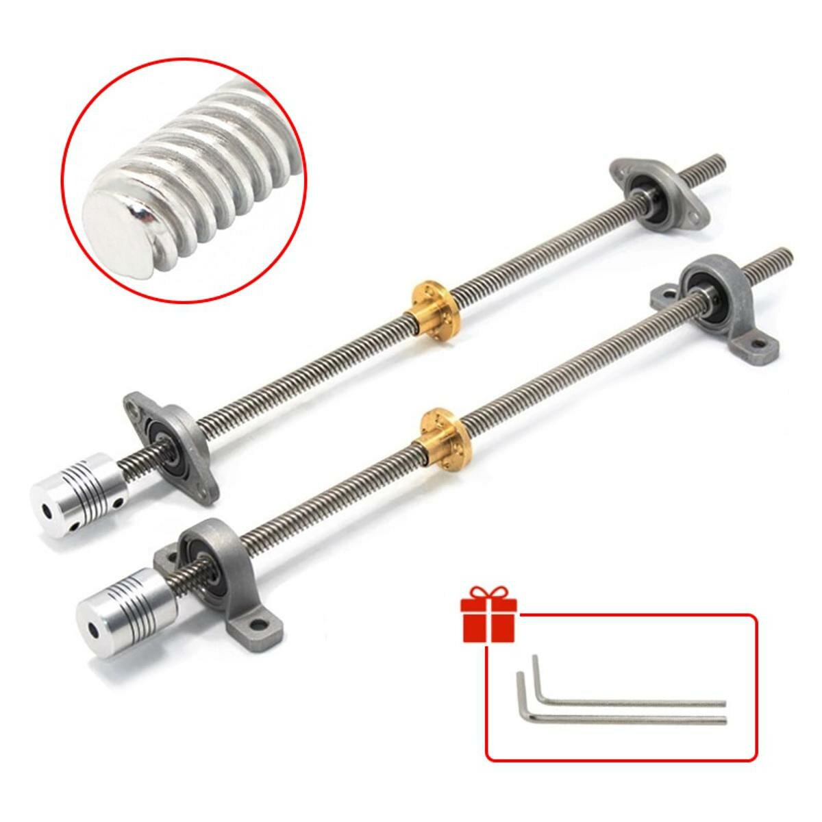 T8 Ходовой винт Ходовой винт 8 мм 500 мм 400 мм 350 мм 200 мм 100 мм Вертикальный горизонтальный комплект KFL08 KP08 с гайкой подшипника CNC 3D детали