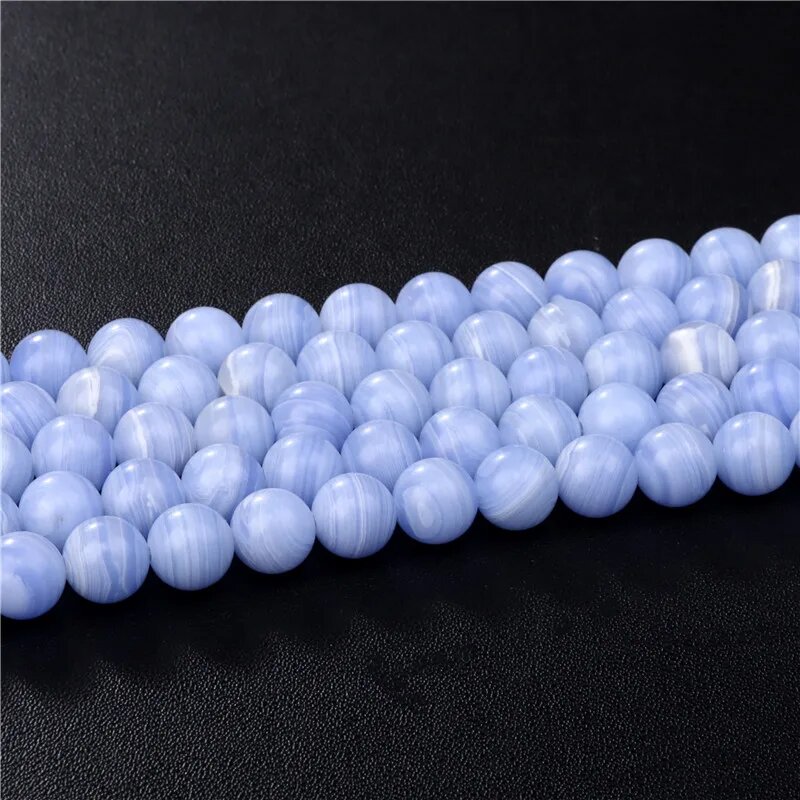 Синие кружевные бусины из родохарозита vinswet 6/8/10 мм Голубой, 6 mm, Blue Lace Agate