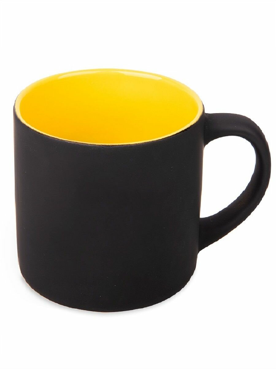 Кружка YASNA с покрытием SOFT-TOUCH, черный с желтым, 310 мл, фарфор