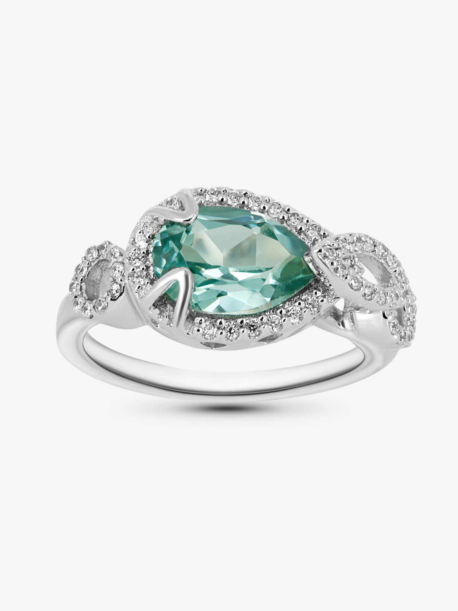 Кольцо, серебро, 925 проба, родирование, фианит, шпинель синтетическая