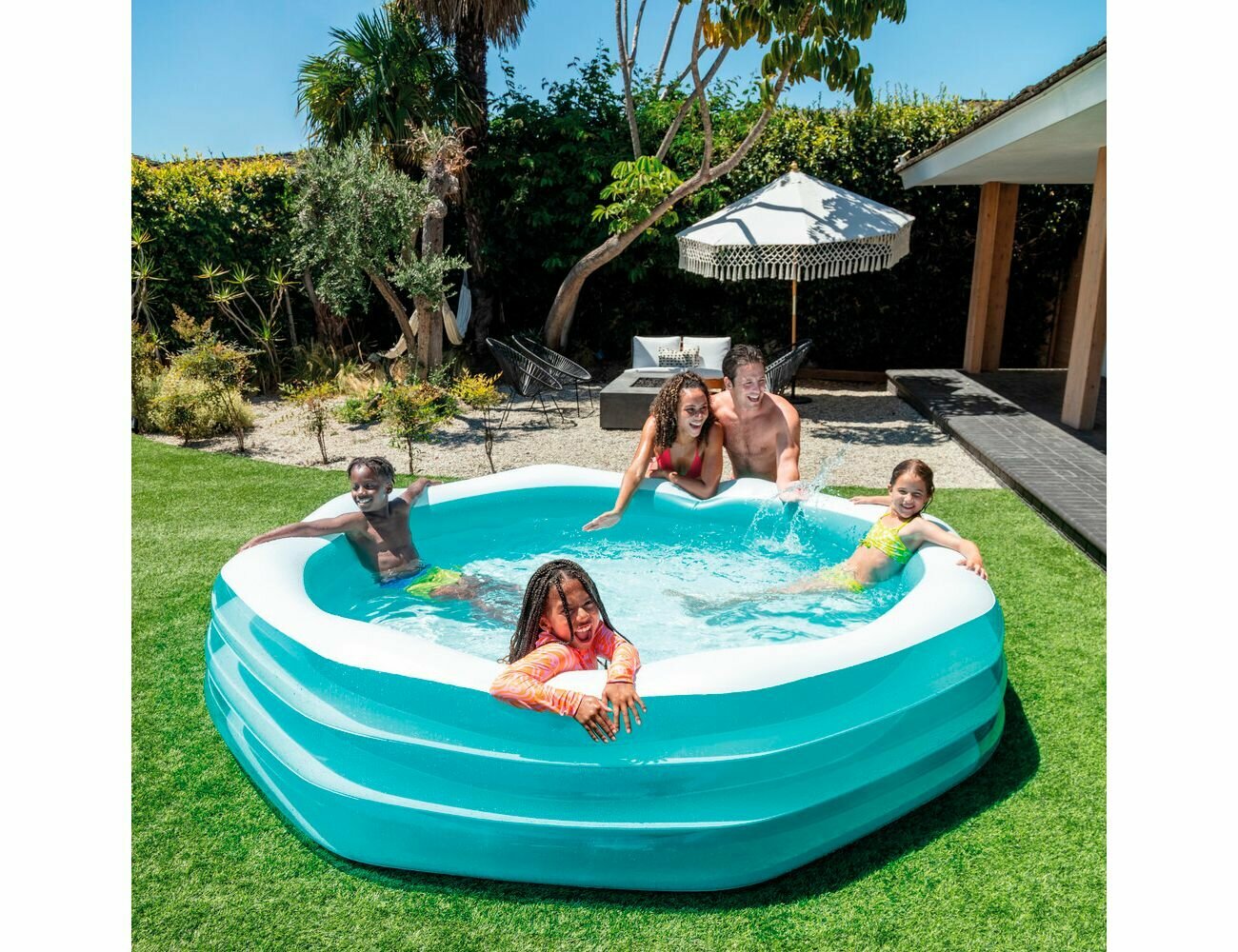 Надувной семейный бассейн Intex Восьмиугольный, 254х254х56 см, от 6 лет, 58492