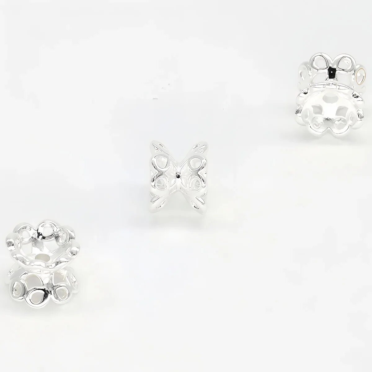 Серебряные цветочные бусины 10шт, 5x6 мм