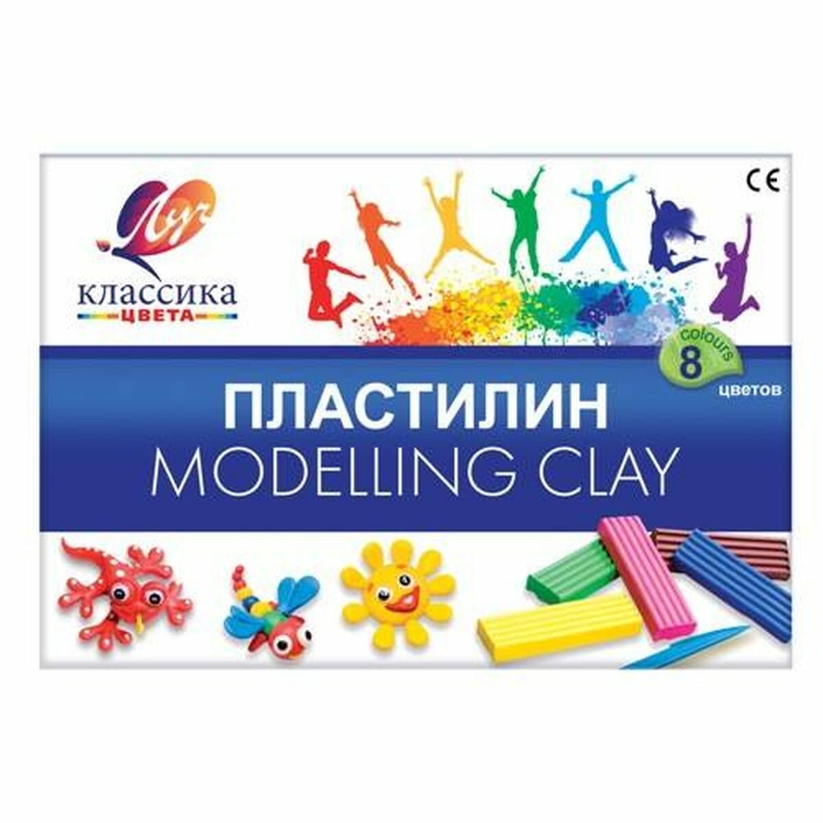 Пластилин 8 цветов Луч "Классика", 160г со стеком (12C 867-08), 30 уп.