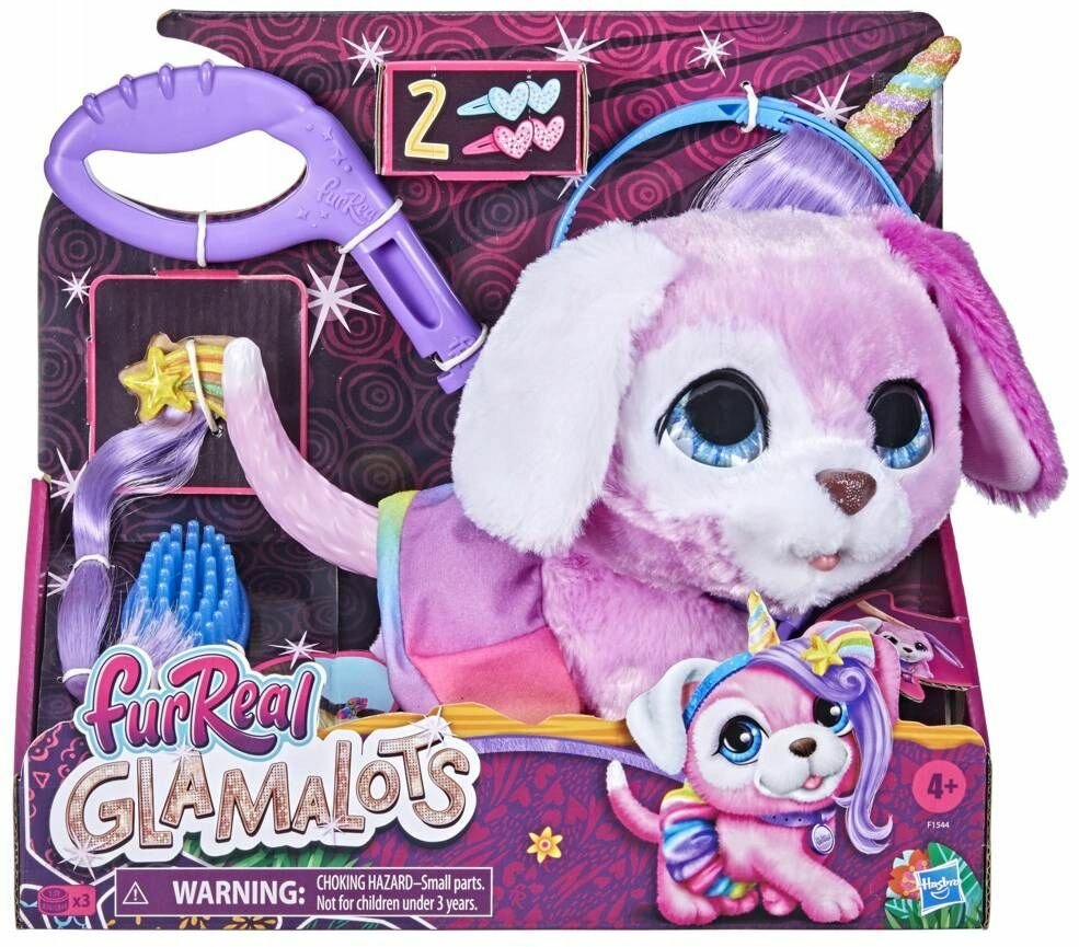 Интерактивная плюшевая игрушка Hasbro FurReal Friends Glamalots - Большая розовая собака на поводке - Хасбро F1544