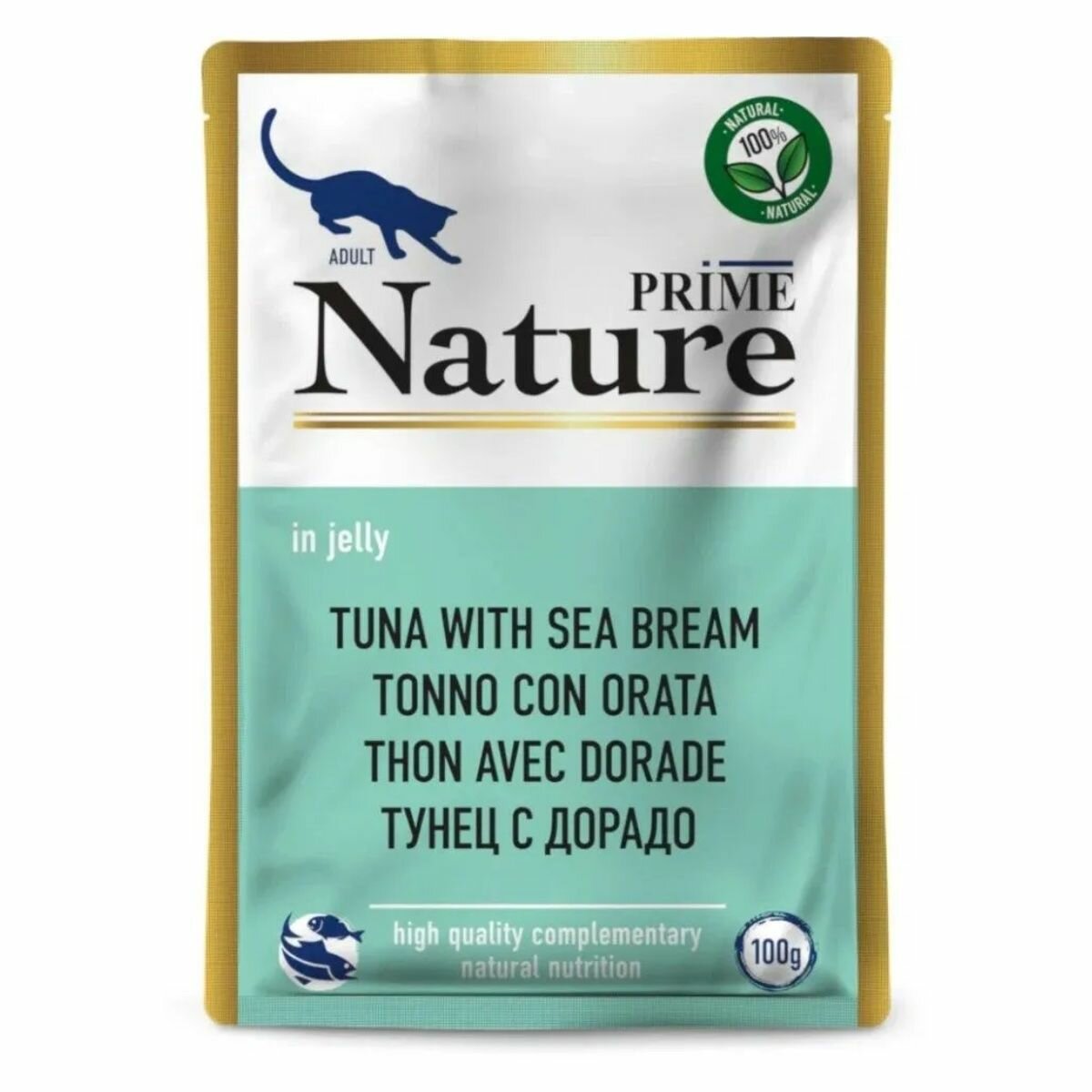 PRIME NATURE Влажный корм для взрослых кошек, с тунцом и дорадо в желе 12 шт*100 гр