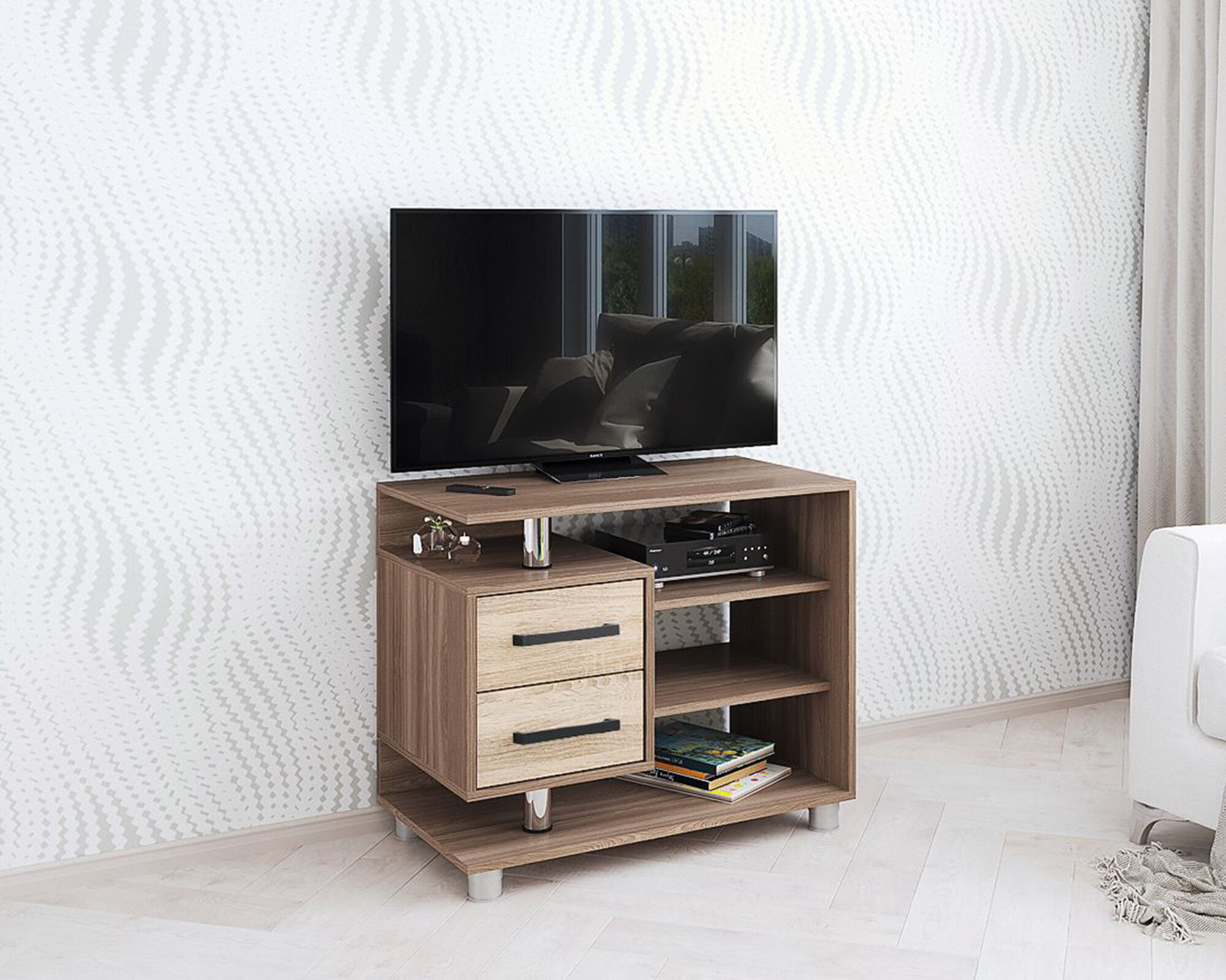 Тумба ТВ 011 (2я) (665х800х430) цвет Ясень шимо/дуб сонома Тэкс