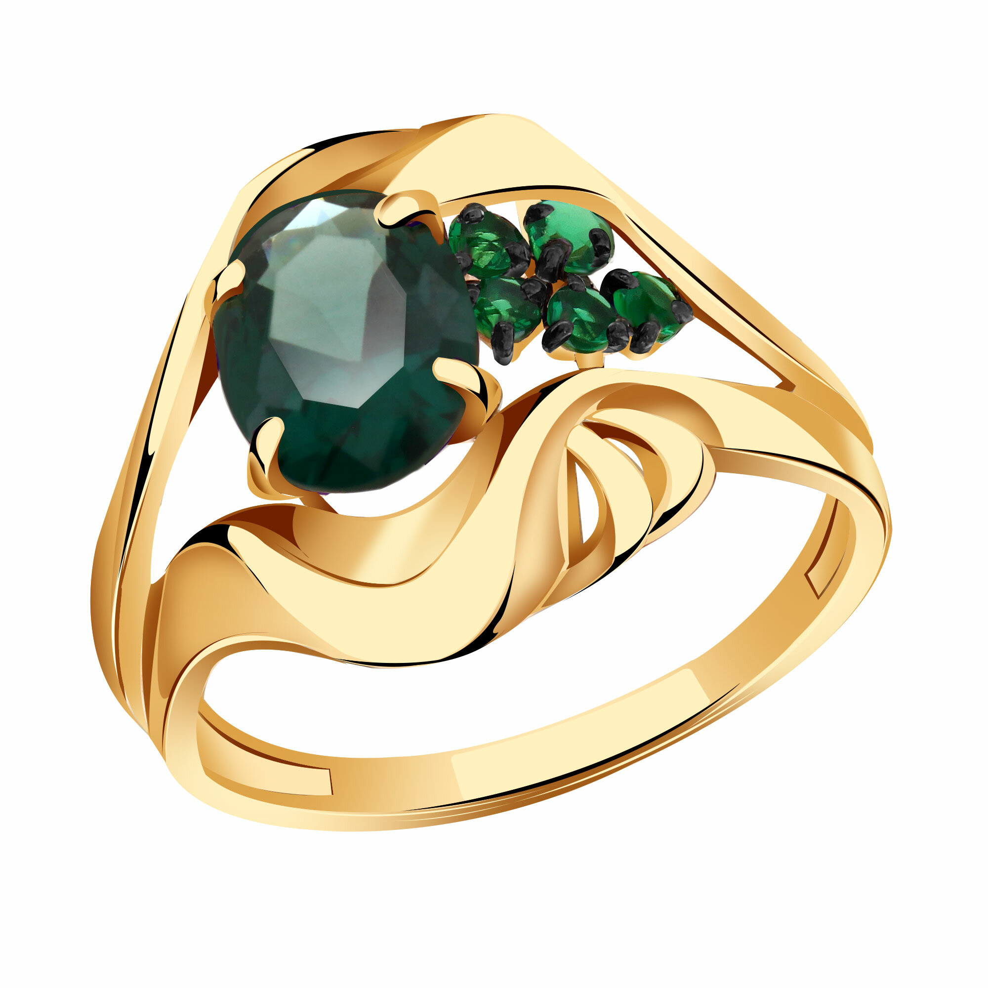 Кольцо, красное золото, 585 проба, турмалин