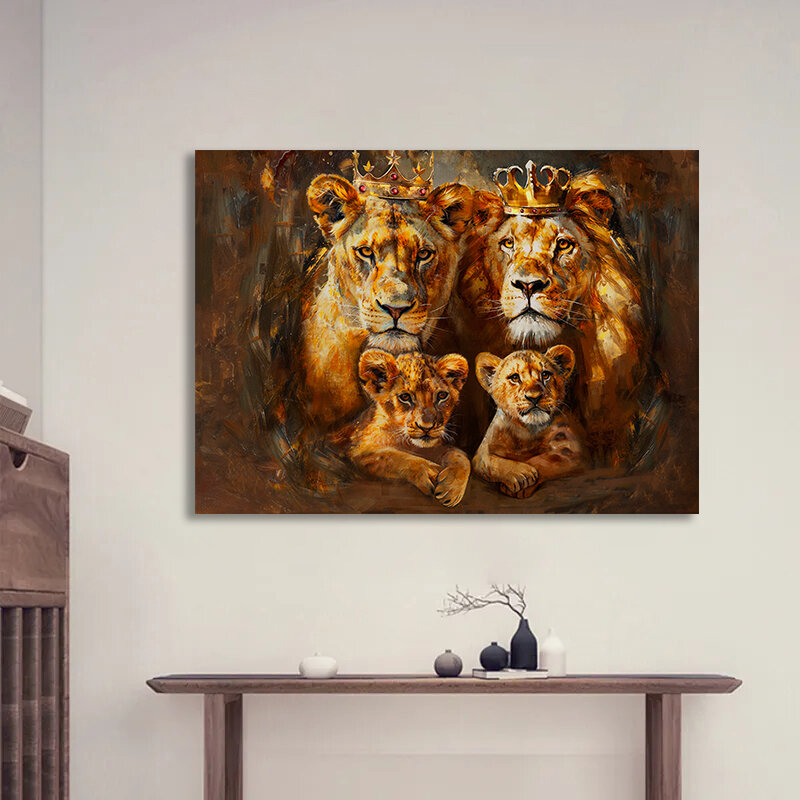 Картина ВсеКартины. Тут "Звери/Лев", хлопок, дерево, на подрамнике, поп-арт