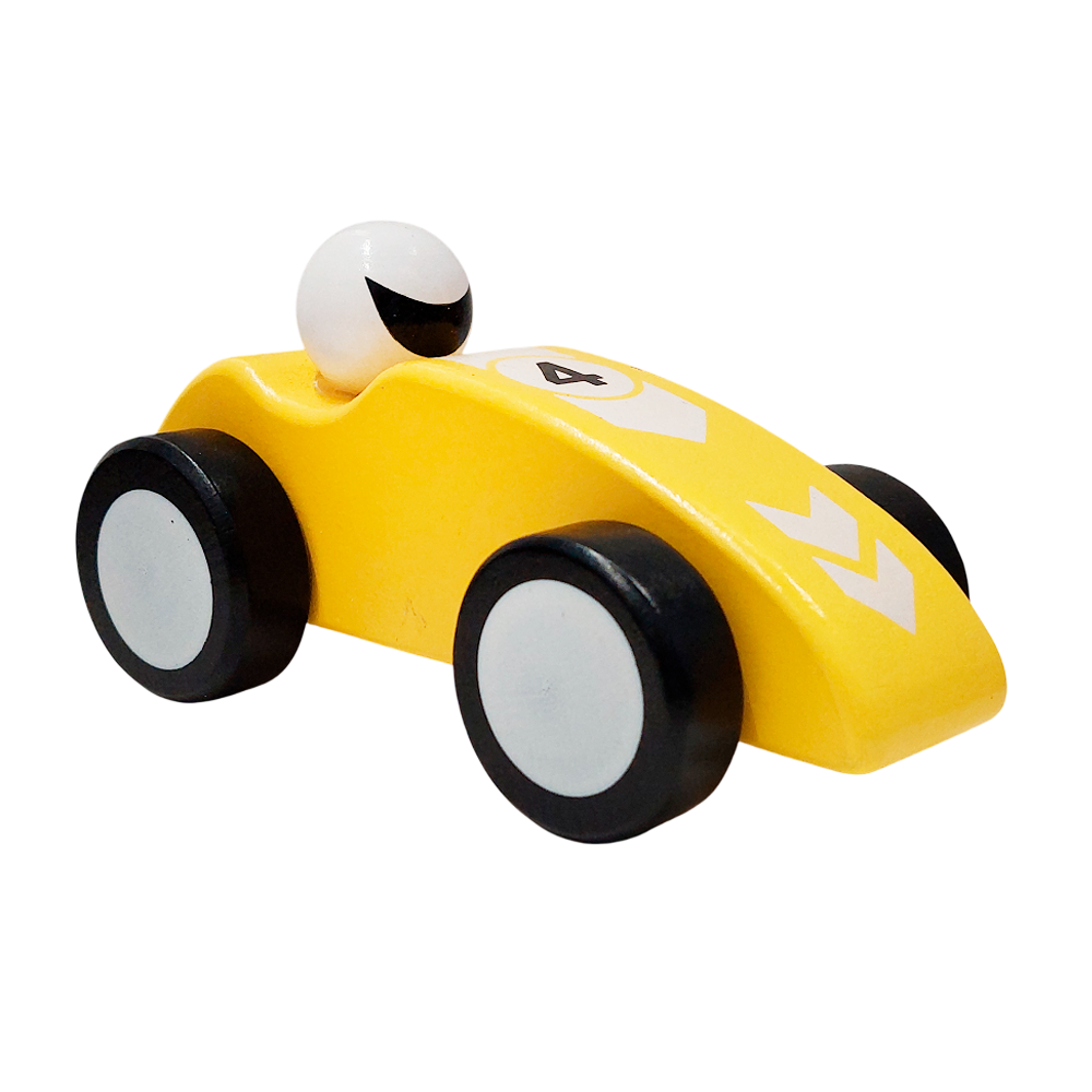 Деревянная машинка, гоночный болид "Формула 1", желтый