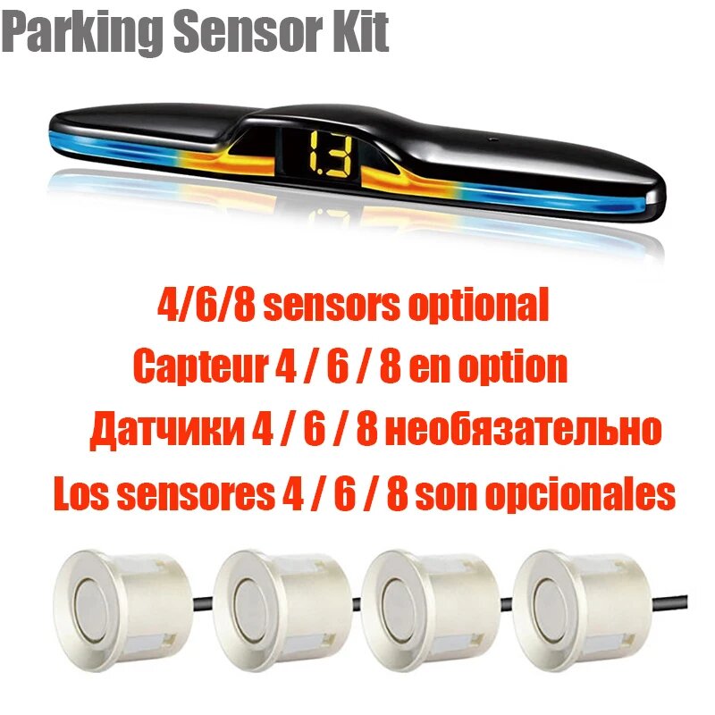 4/6/8 комплект датчиков парковки, автомобильный реверсивный резервный Champagne Gold, 8 Sensors