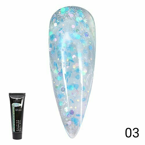 Global Fashion, Цветной полигель с глиттером №3 (30 гр)