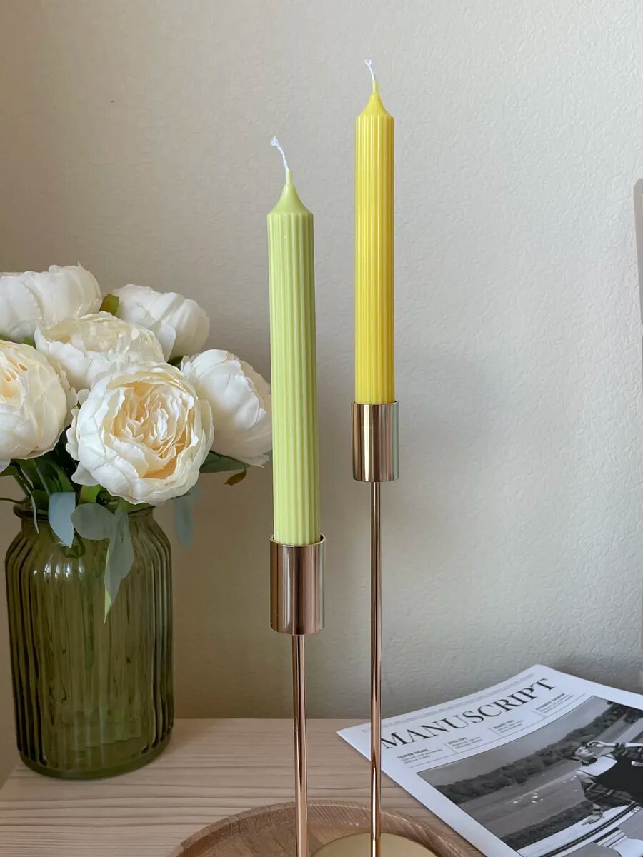 Столовые свечи HOME DECO "Античные", цилиндрические, ручной работы, 2 шт