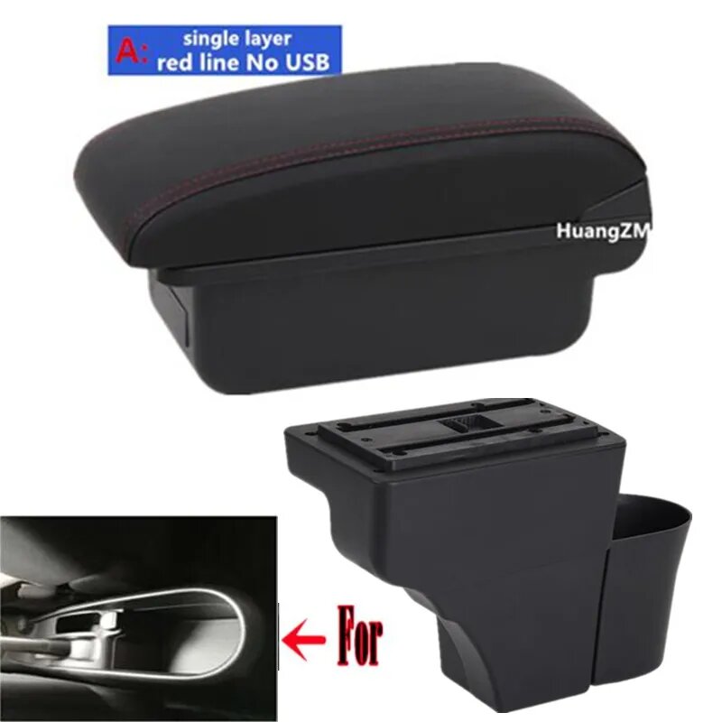 Подлокотник для Nissan Note, подлокотник для Nissan Note 2016, 2017, 2018, A red line No USB