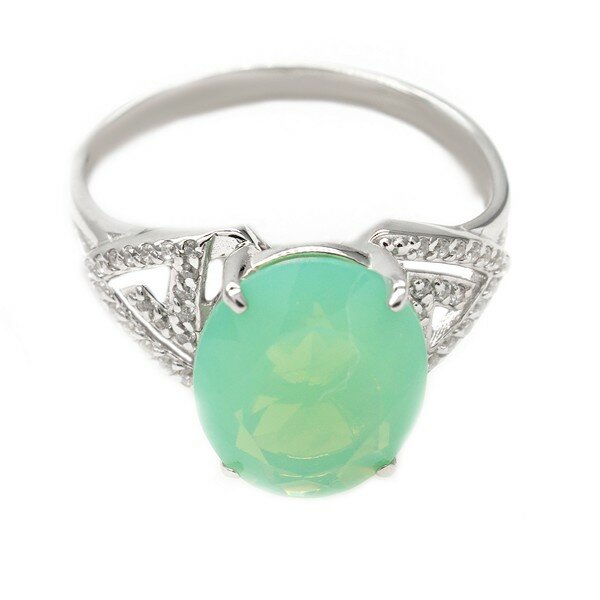 Кольцо, серебро, 925 проба, родирование, фианит, оникс синтетический