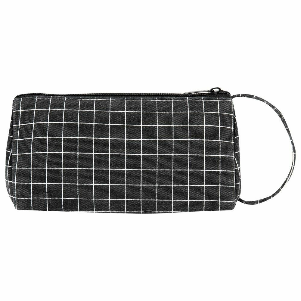 Пенал-косметичка Brauberg с ручкой, 1 откидная планка, полиэстер, 22x10х8 см, "Checkered black"