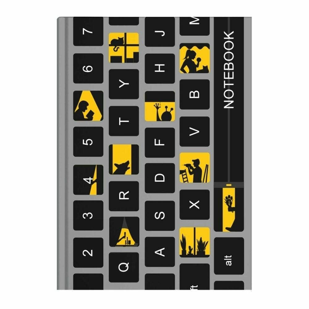 Записная книжка Феникс 80 листов 120х170 мм клетка твердая обложка, Notebook Клавиатура (61487)