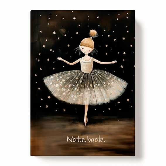 Книжка записная Academy Style А6+ 128 листов твердая обложка, Балерина, софт-тач ламинация, 60-65 г/м2 (14824-EAC)