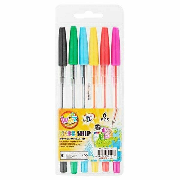 Шариковые ручки Beifa шестигранный корпус, 6 цветов, 0,5 мм, 6 шт (BE-AA927-6)