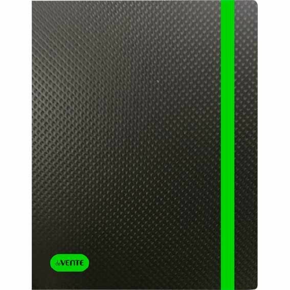 Папка на резинке deVENTE А4"Monochrome" 500 мкм, черная с неоновым зеленым, вертикальный (3070915)