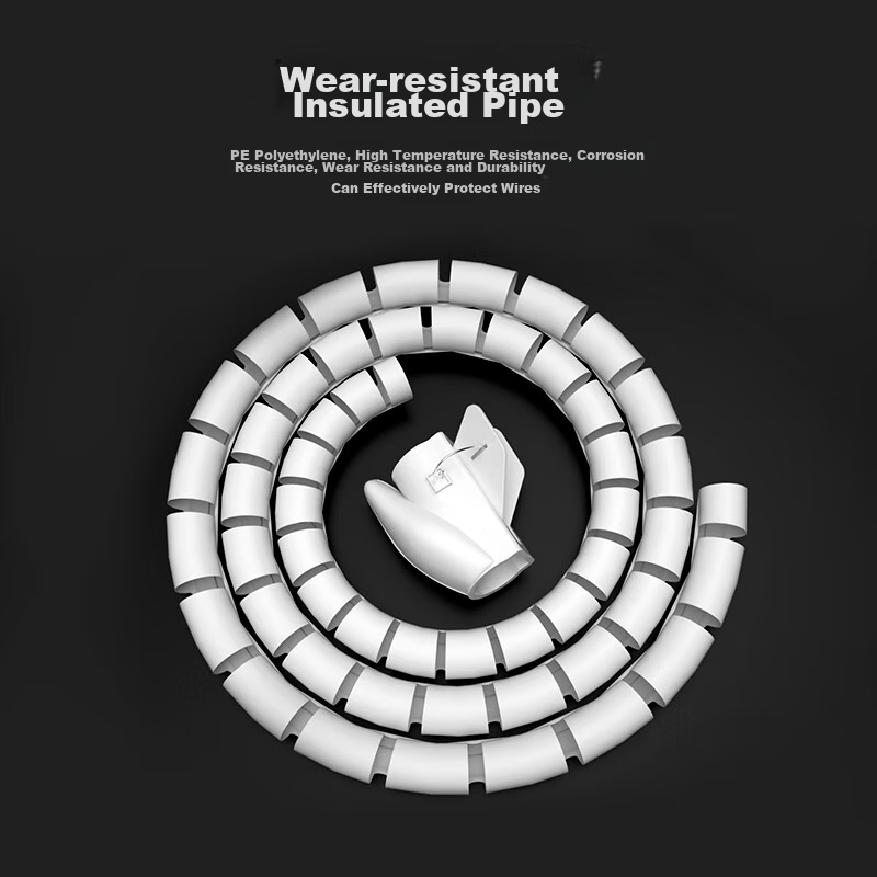 HAILE Cable Management Tube 1.6m Diameter 16mm Wire Organizer, Cable Protector Sleeve for Computer And Car Power Cables, White LX-16