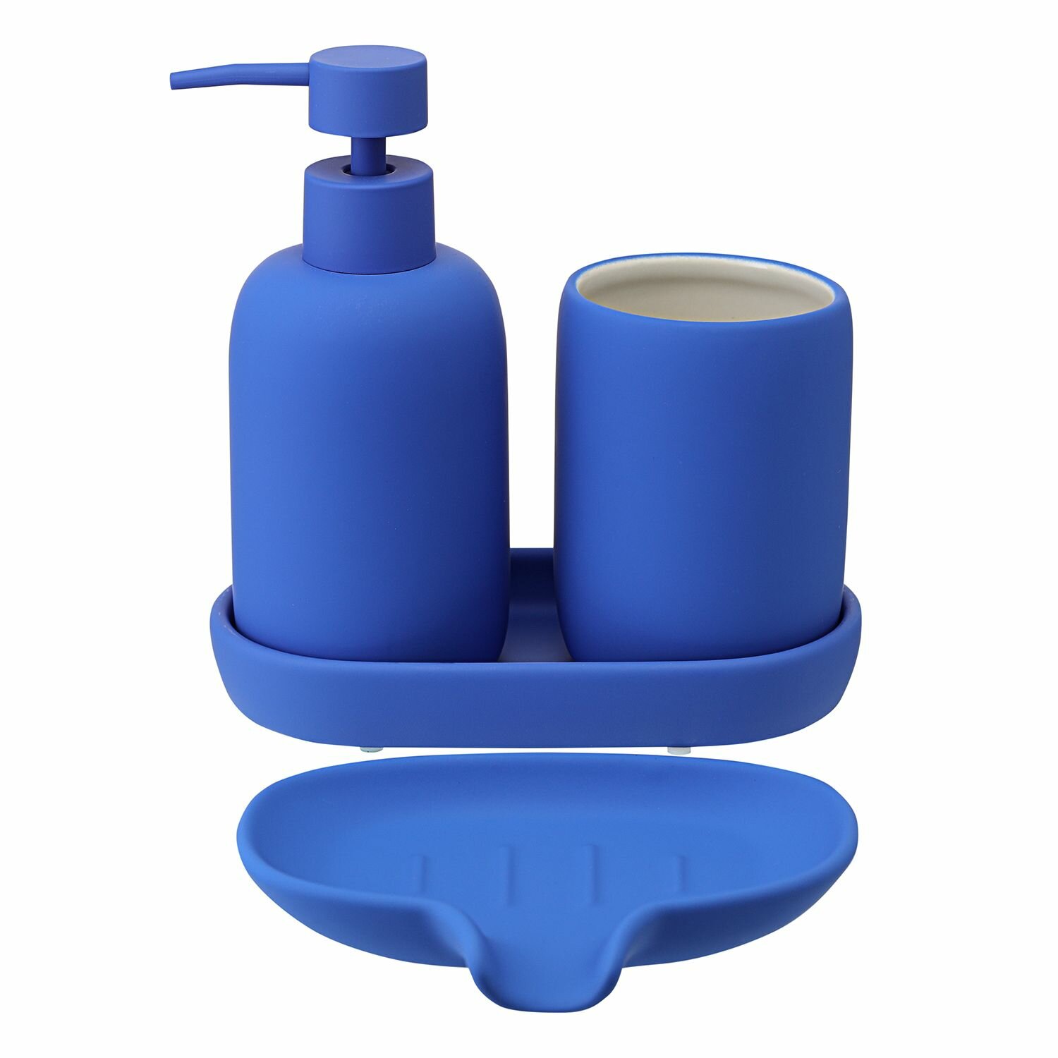 Набор ванных принадлежностей с подставкой Bergenson Bjorn Bath, синий индиго, 4 пред.