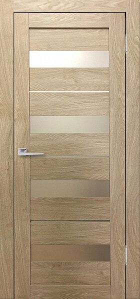 Межкомнатная Дверь Verda Бавария 02 3Д-Люкс Ясень Сонома со Стеклом Сатинато 2000х900мм (Полотно 1шт) / Верда.