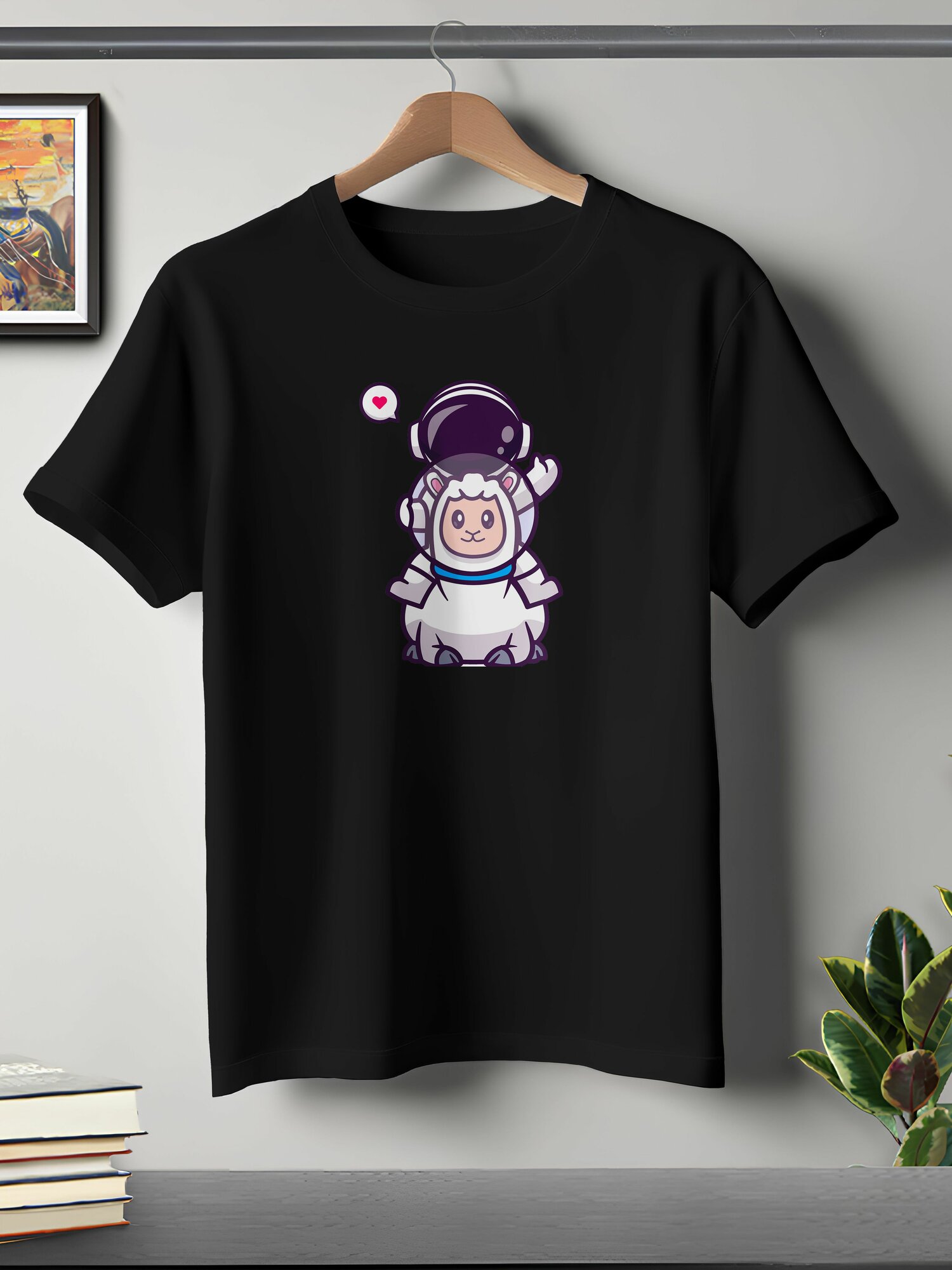 Футболка  Детская ONEQ 158 (13-14) размер с принтом Космонавт, черная