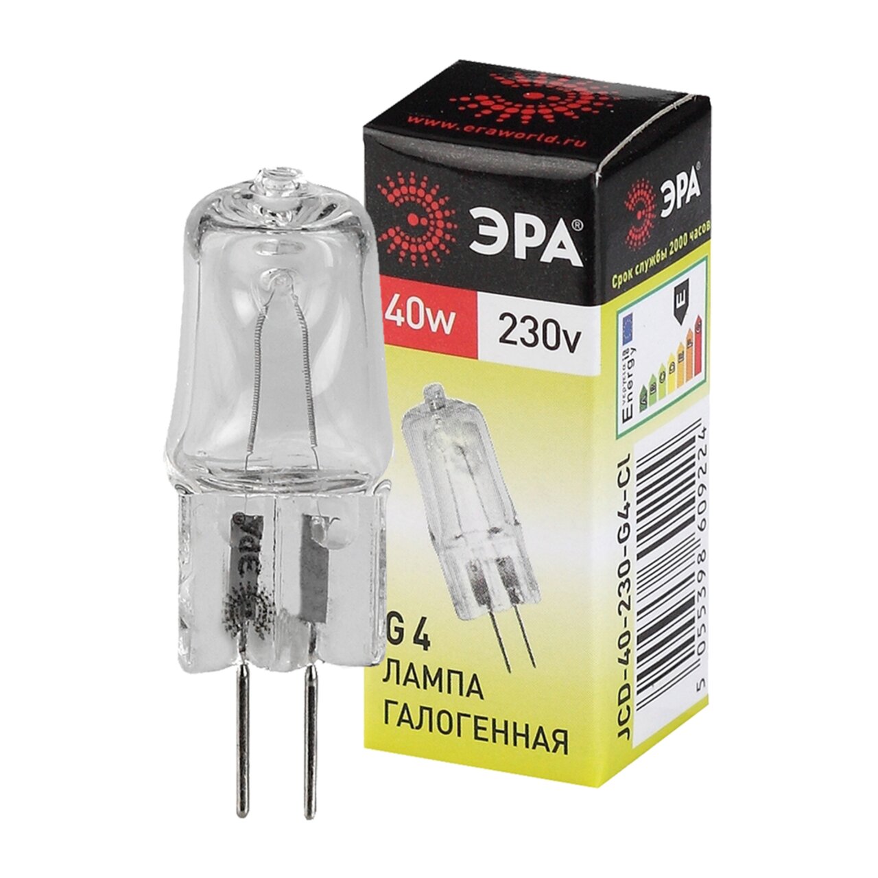 ЭРА лампа галогенная G4 40 Вт 230 В для светильников и бытового освещения в быту