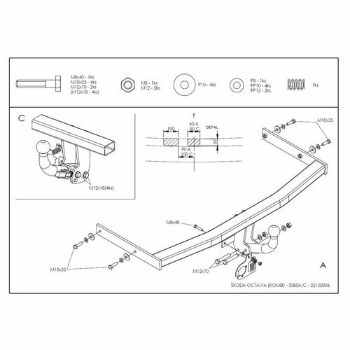 Фаркоп оцинкованный GALIA S085A