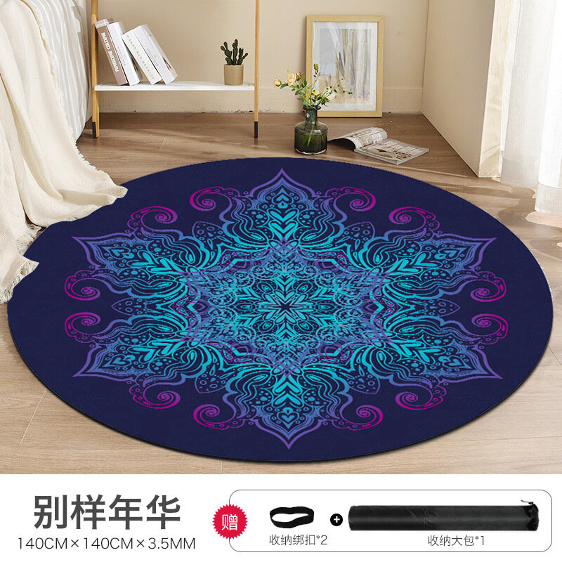 Коврик для йоги, натуральный каучук, замшевый, круглый, 1,4м