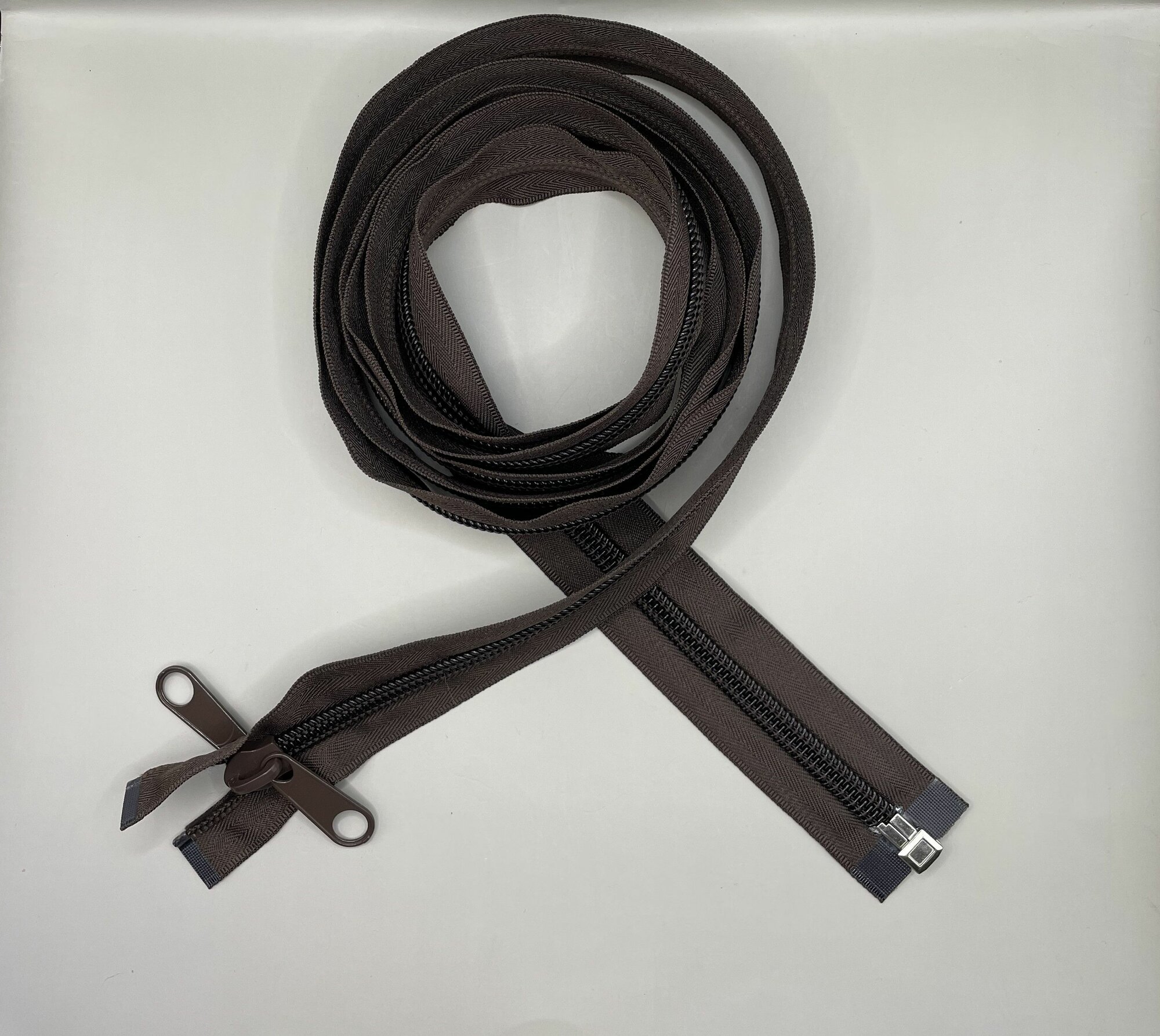 Молния спираль, тип 10, двухсторонняя, коричневый,250см,1шт.