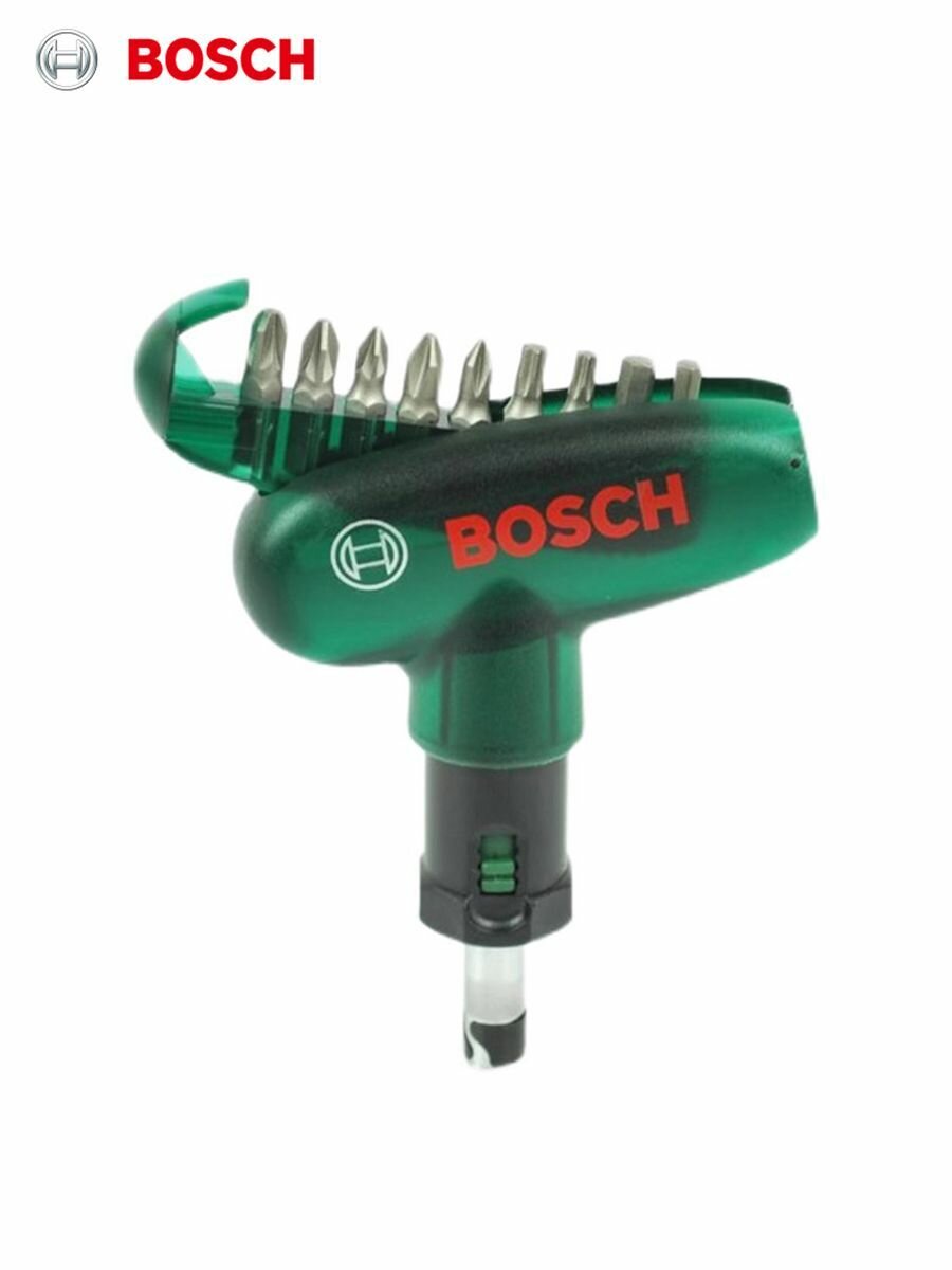 Набор простых отверток Bosch, 9 бит +1 трещоточная рукоятка