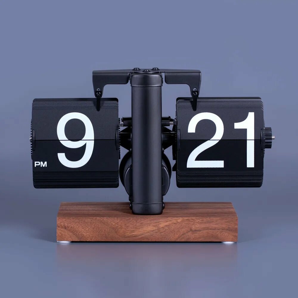 Перекидные часы Flip-Clock, нержавеющая сталь, акрил, дерево