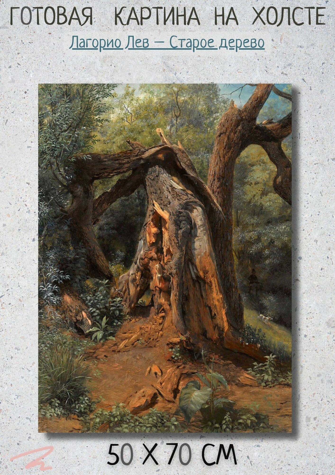 Репродукция картины Лагорио Лев Феликсович - "Старое дерево" 70х50 см
