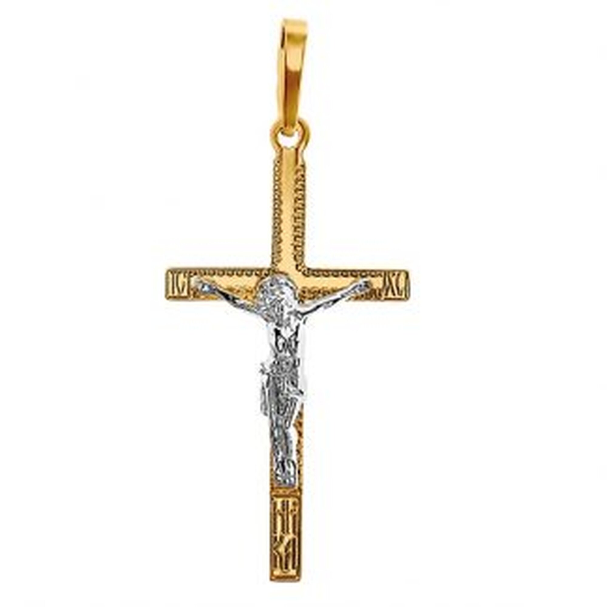 Крестик, красное золото, 585 проба, родирование