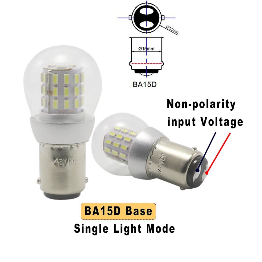 Светодиодные лампы BA15D 12-24V, Warm White, 2 шт.