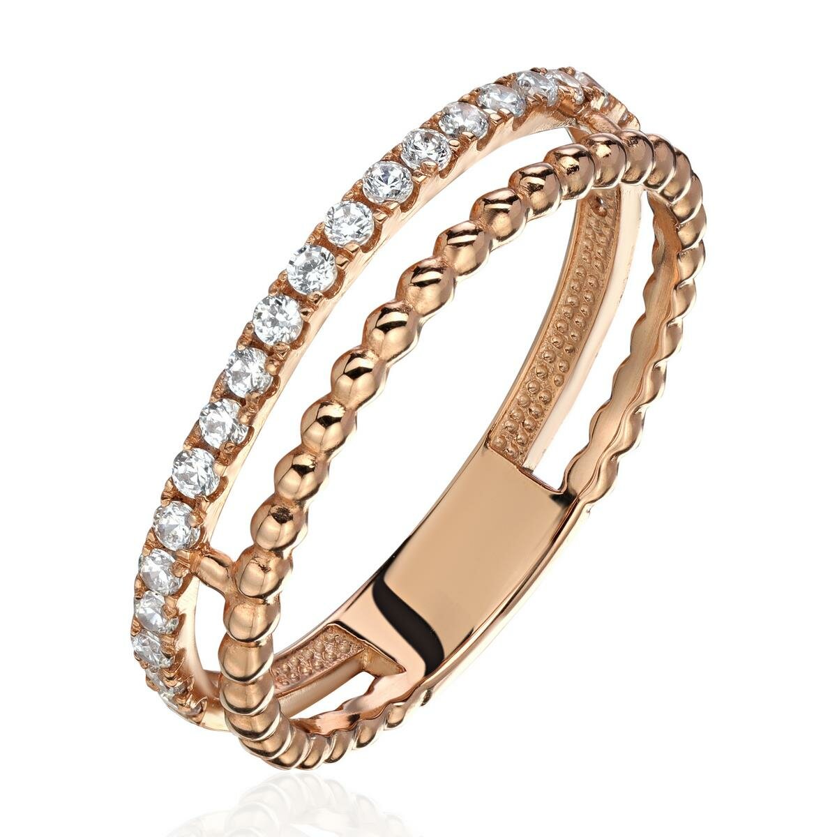 Кольцо, красное золото, 375 проба, фианит