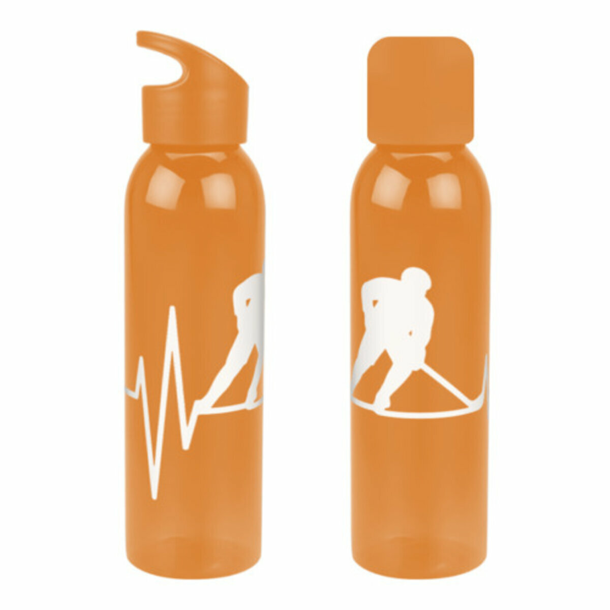 Бутылка для воды «В ритме сердца: хоккей. Подарок хоккеисту.» (оранжевый)