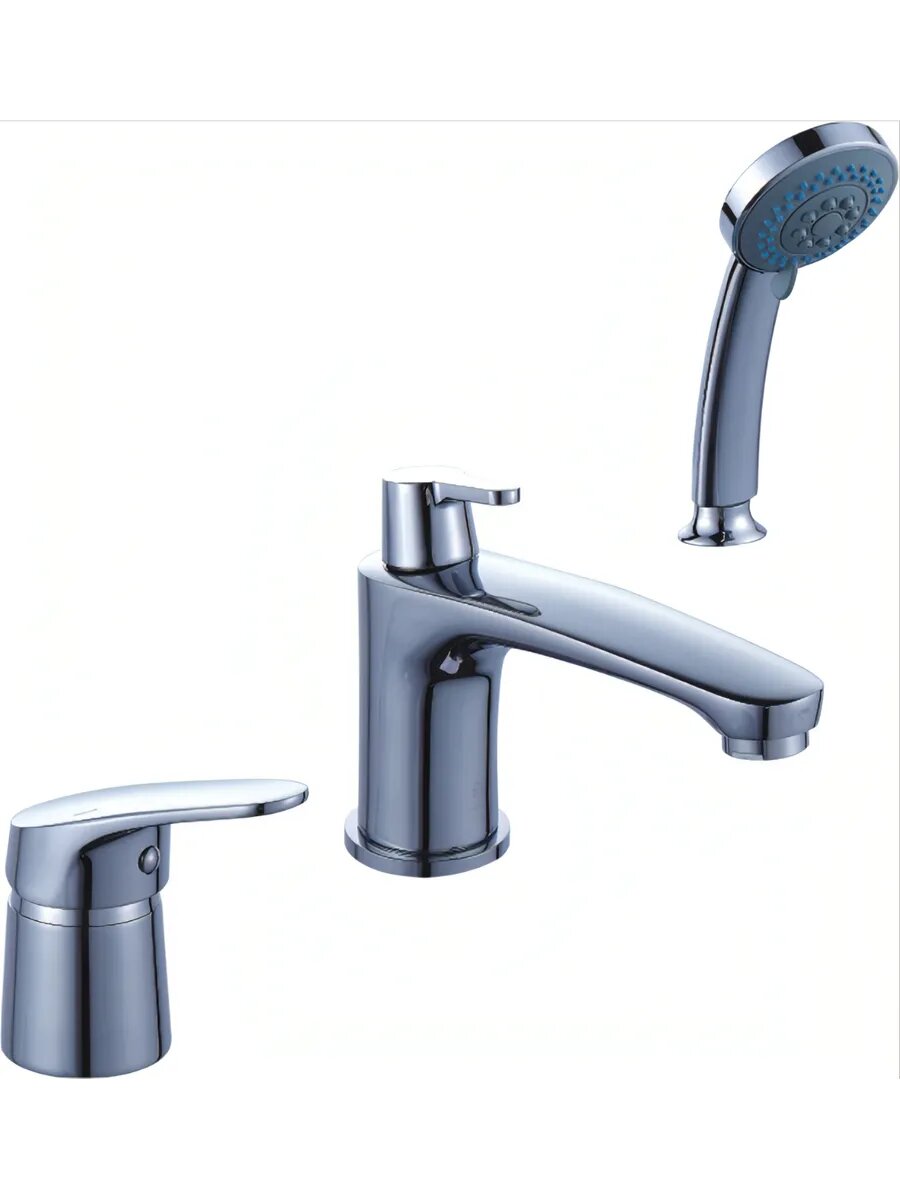 Смеситель Diadonna D80-111124, для ванны, на борт, однорычажный, аэратор, душ, серый, хромированный