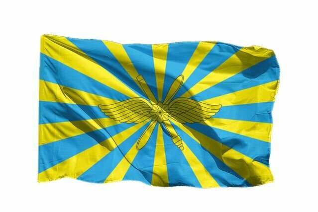 Флаг военно-космических сил ВКС РФ на флажной сетке, 70х105 см - для флагштока