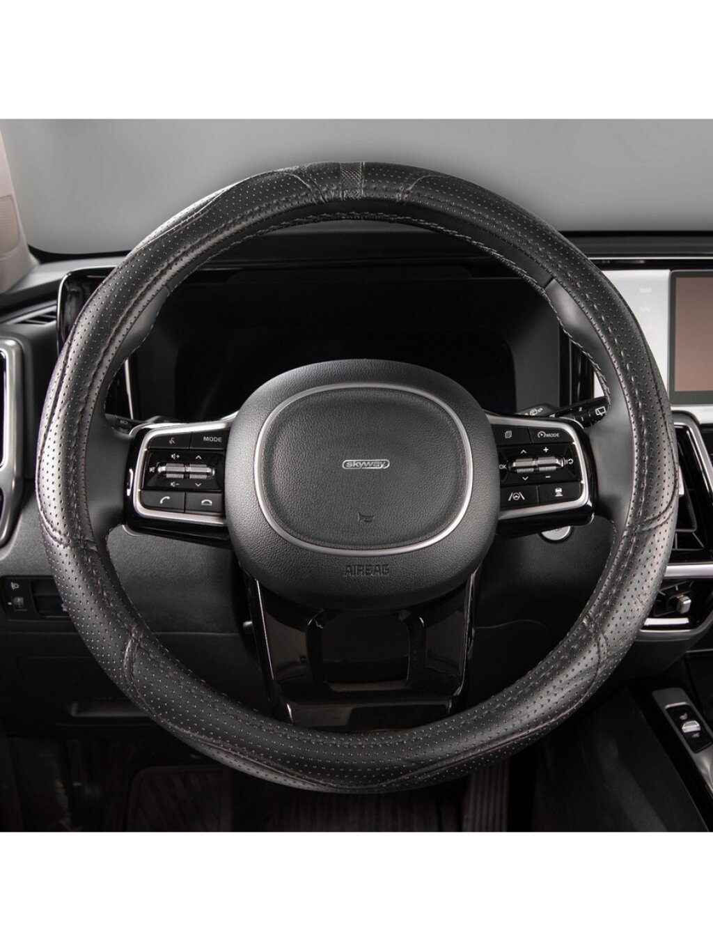 Оплётка руля Skyway Art-7 Эко кожа черный M