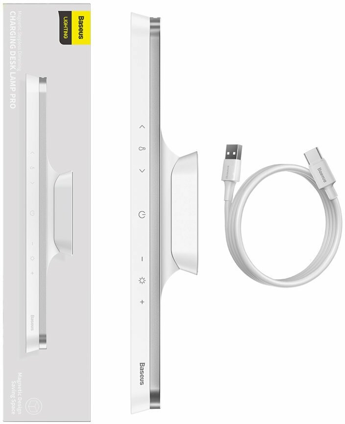 Лампа Baseus Magnetic Stepless Dimming Charging Desk Lamp Pro, офисная, светодиодная, 5 Вт, белый