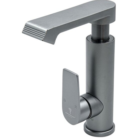 Смеситель для кухни Ремоколор авиационный алюминий, однорычажный, РК, регулируемый излив, гайка, керамический картридж 35 мм, серый 67-0-795