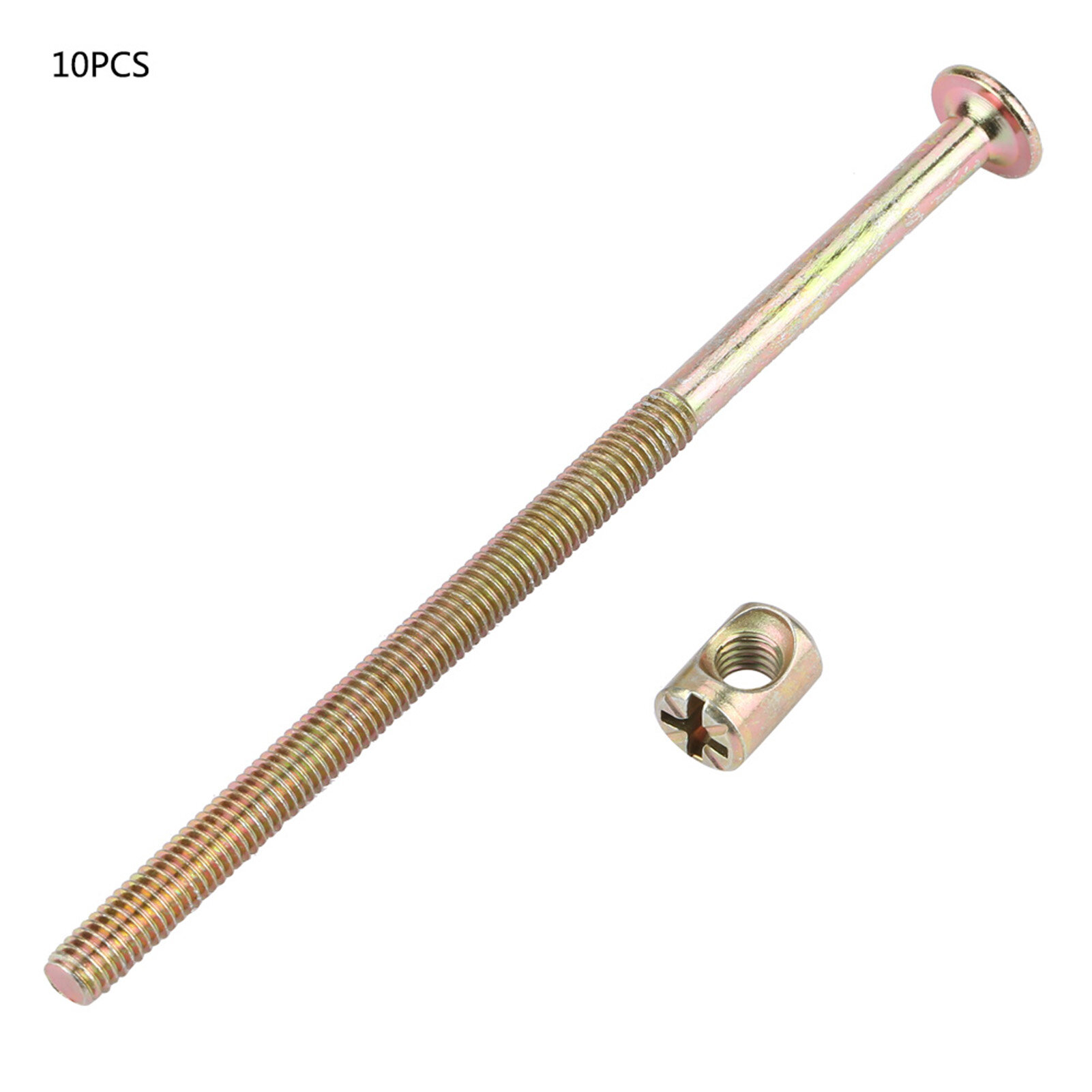10 шт. Высококачественные винты с плоской шестигранной головкой из углеродистой стали с цветным цинковым покрытием и гайками с молотковой головкой (6 * 120 мм)
