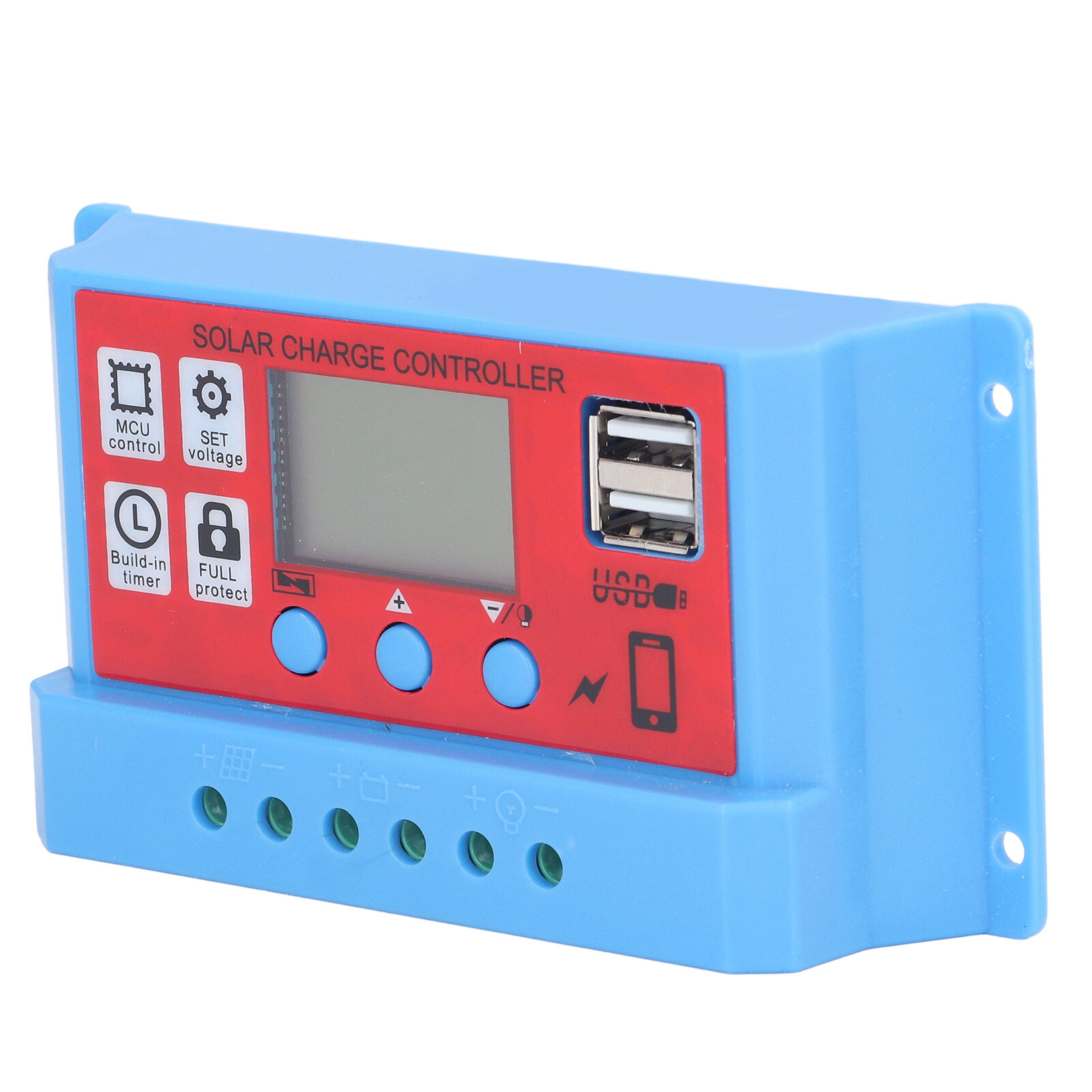 Контроллер заряда солнечной панели 12 В/24 В, 3-ступенчатый ШИМ-контроллер фотоэлектрического зарядного устройства, ЖК-дисплей 10A
