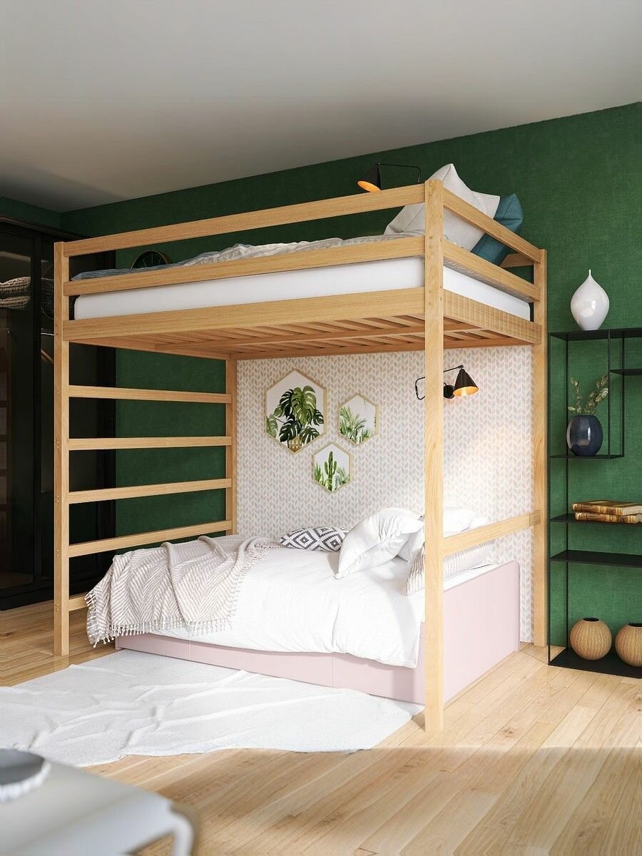 Кровать-чердак взрослая с увеличенным по высоте бортиком