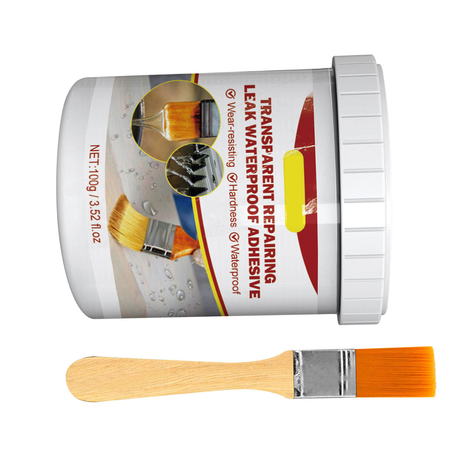 Тран sparent Waterproof Coating Agent Leak Proof Insulating Rebrushed Shiny Sealant for Floor, 1 Box, 1 Brush, Material: Waterproof Glue, Item Type: Leak Repairing Coating