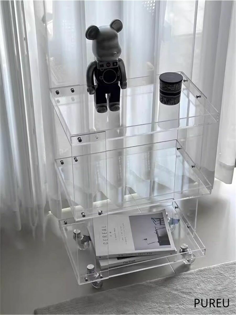 Акриловый прозрачный передвижной боковой столик