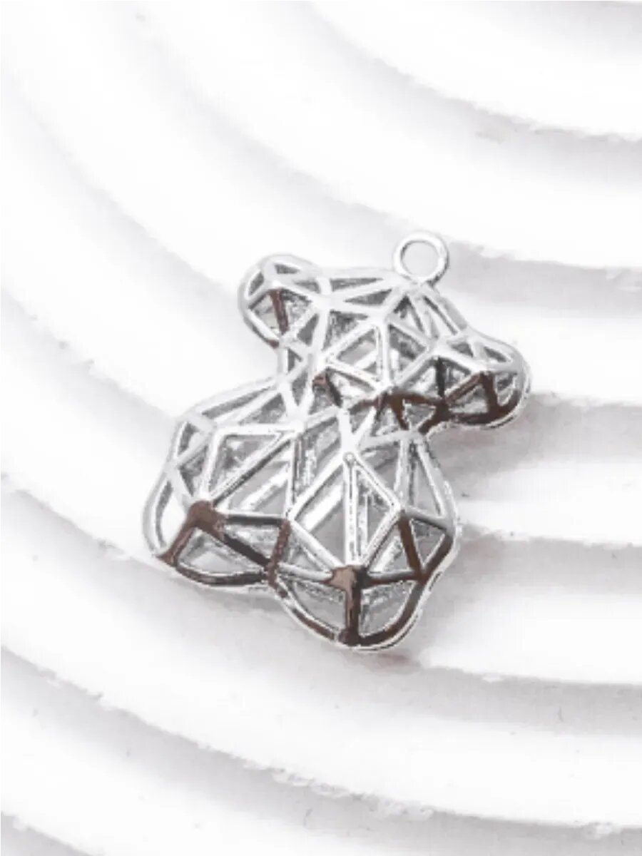 8251 Подвеска родированная мишка геометрия 1 штука люкс А++