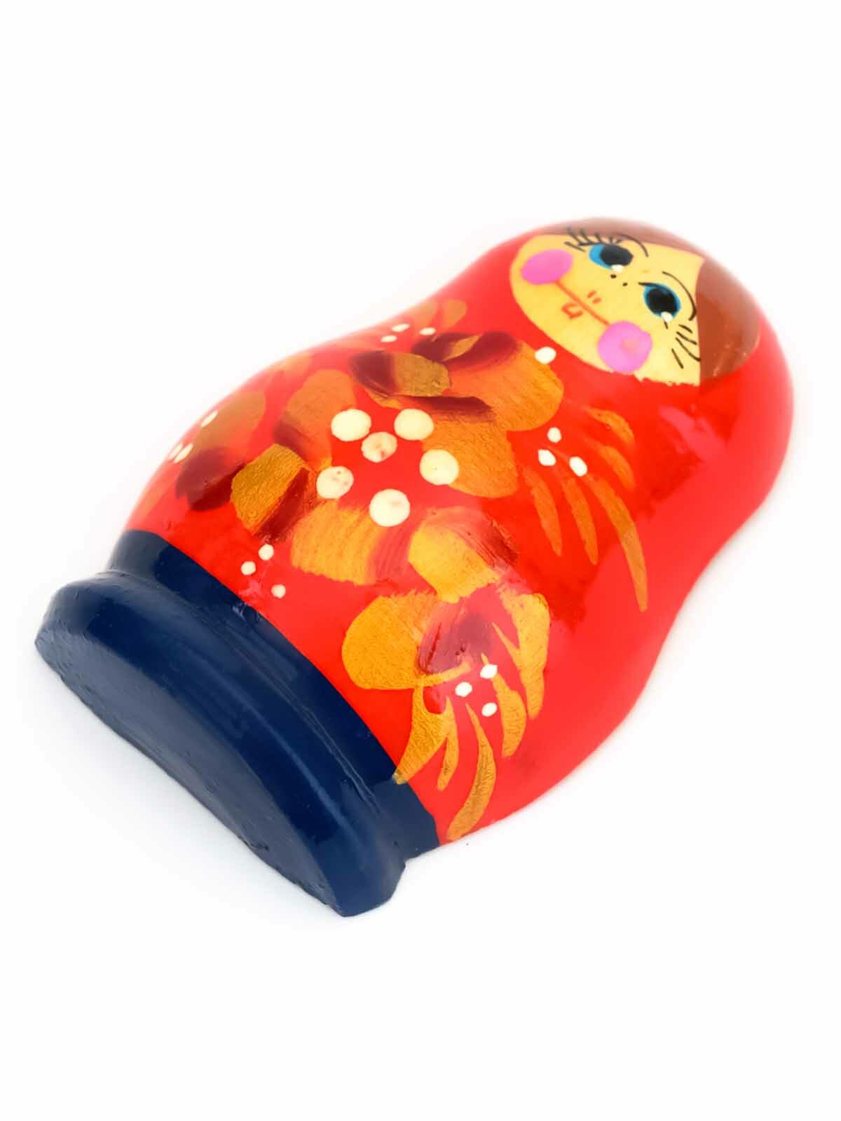 Магнит - Матрешка, Роспись - Хохлома, 4х2х6 см